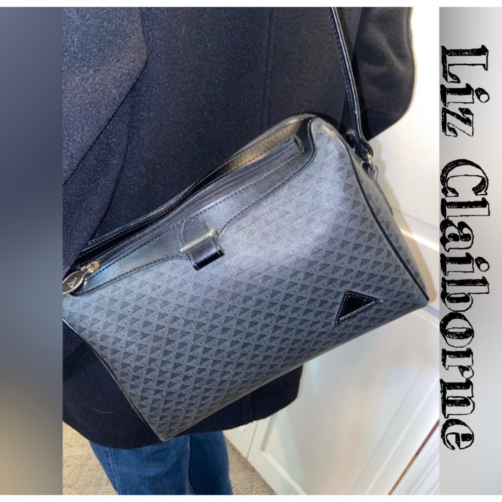 Liz Claiborne Black Gray Triangle Logo Crossbody Purs… - Gem